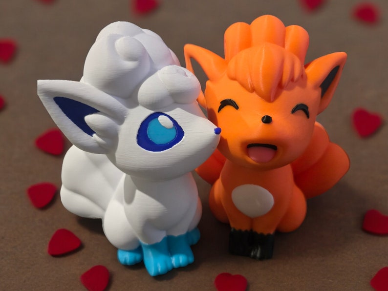 Cute Vulpix & Alolan Vulpix Love Valentines Heart Pokemon Figurine Toys ...