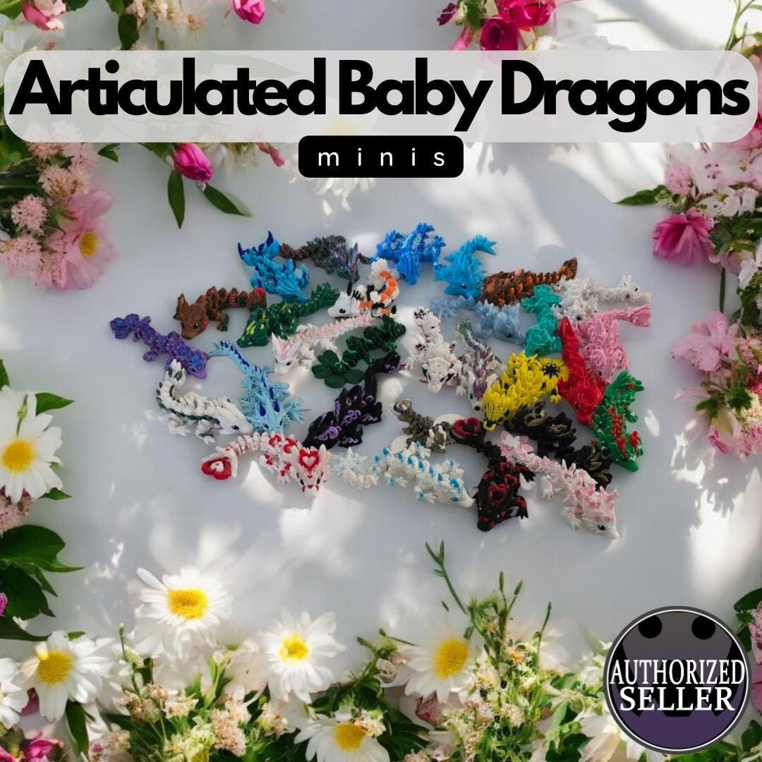 Mixed Mini Tiny Baby Dragons Tadling Bulk | Flexi Wiggle Articulated ...