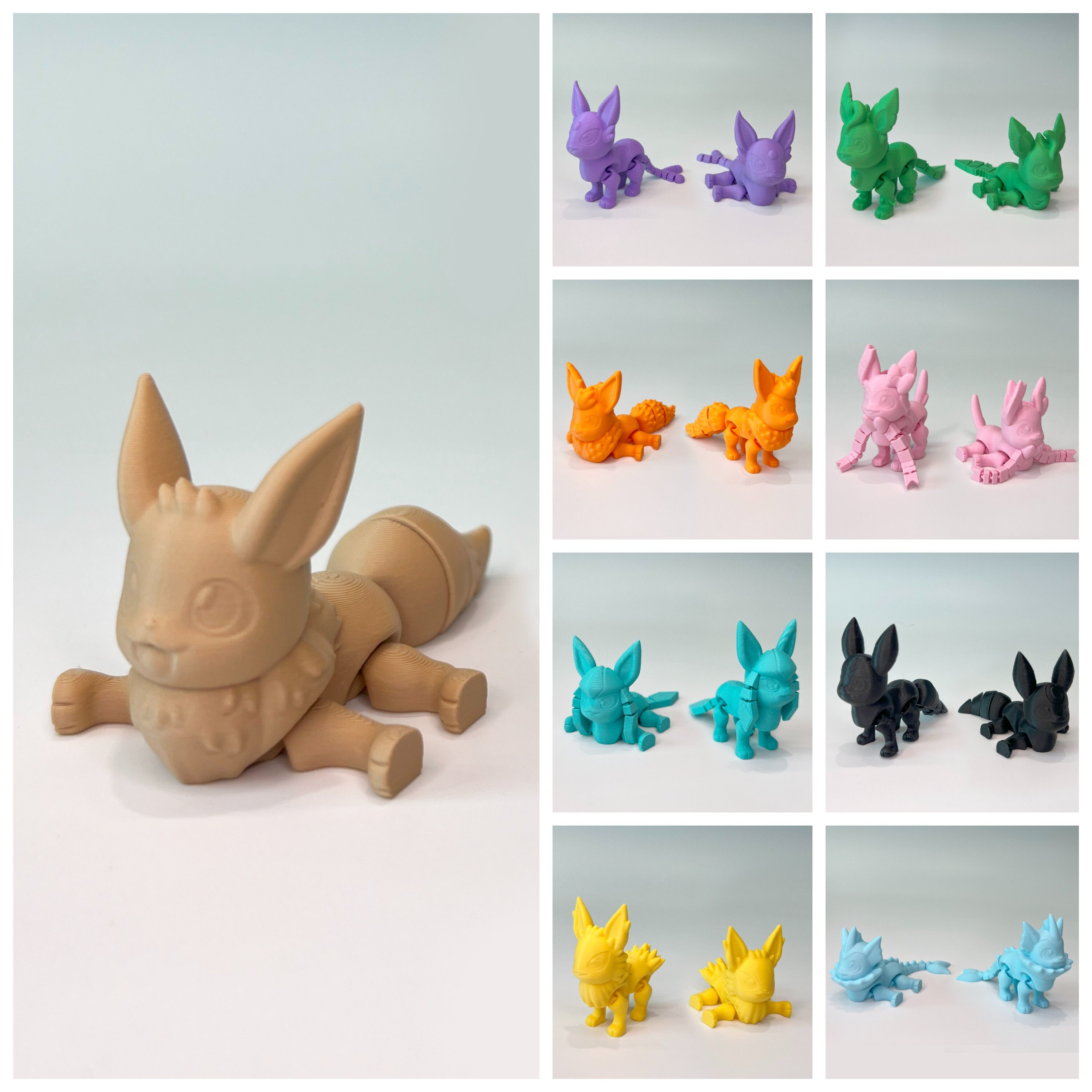 Articulated Flexi Eeveelution 3D Printed Figure Pokemon Toy: Eevee ...