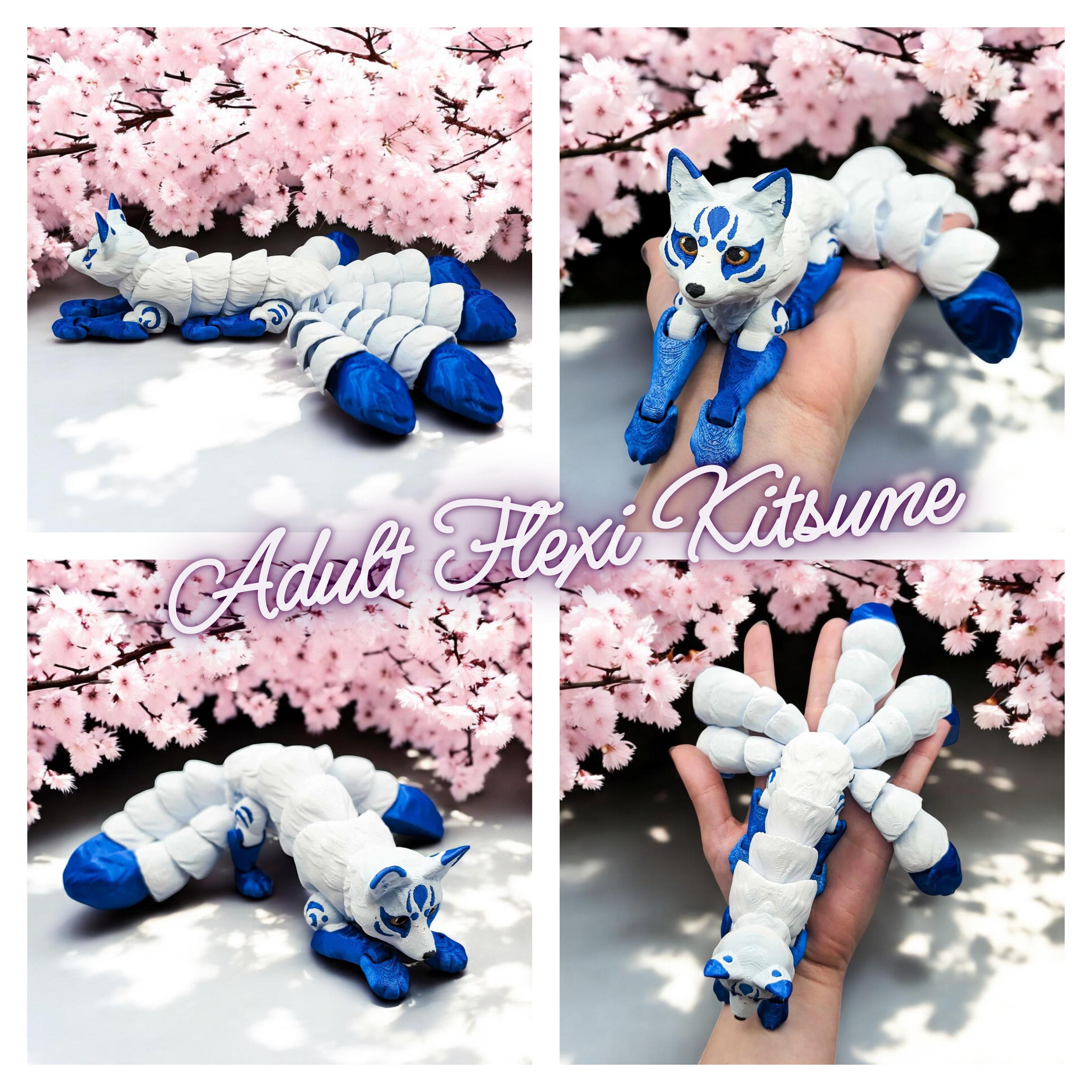 Articulated Flexi Kitsune Fox & Baby – 3D Printed Poseable Fantasy Fox ...