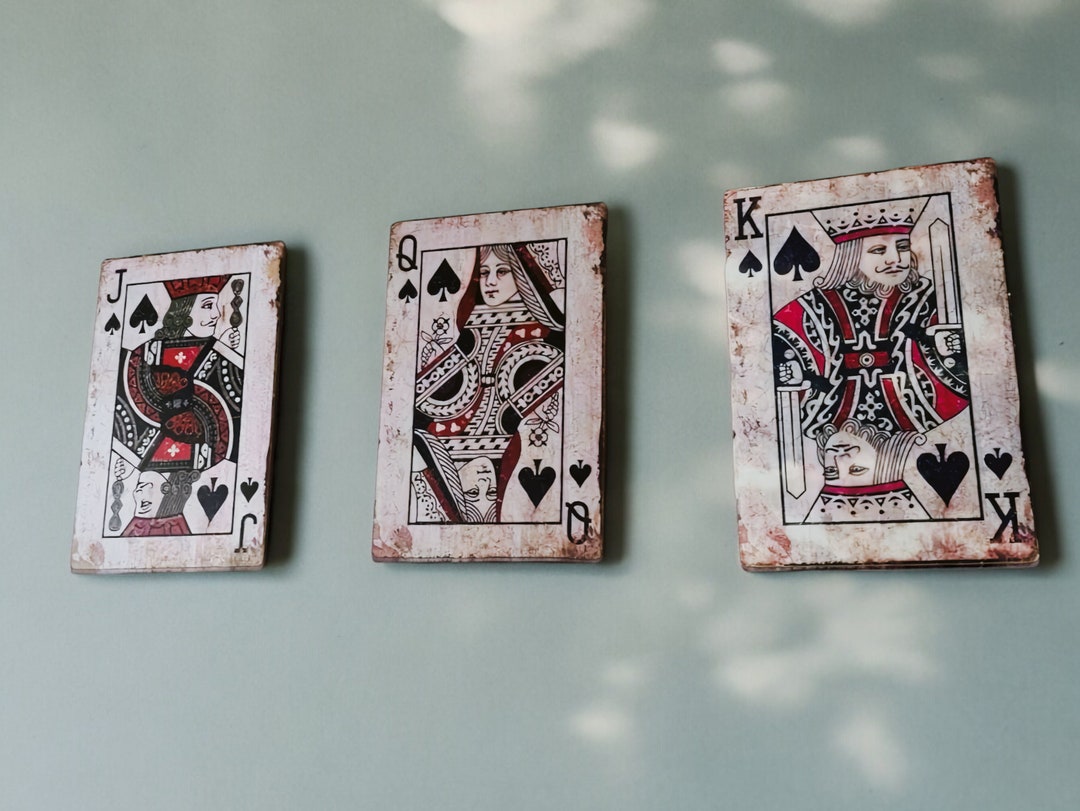Custom Poker Card Wood Wall Decor: Industrial Game Room Art, Poker ...