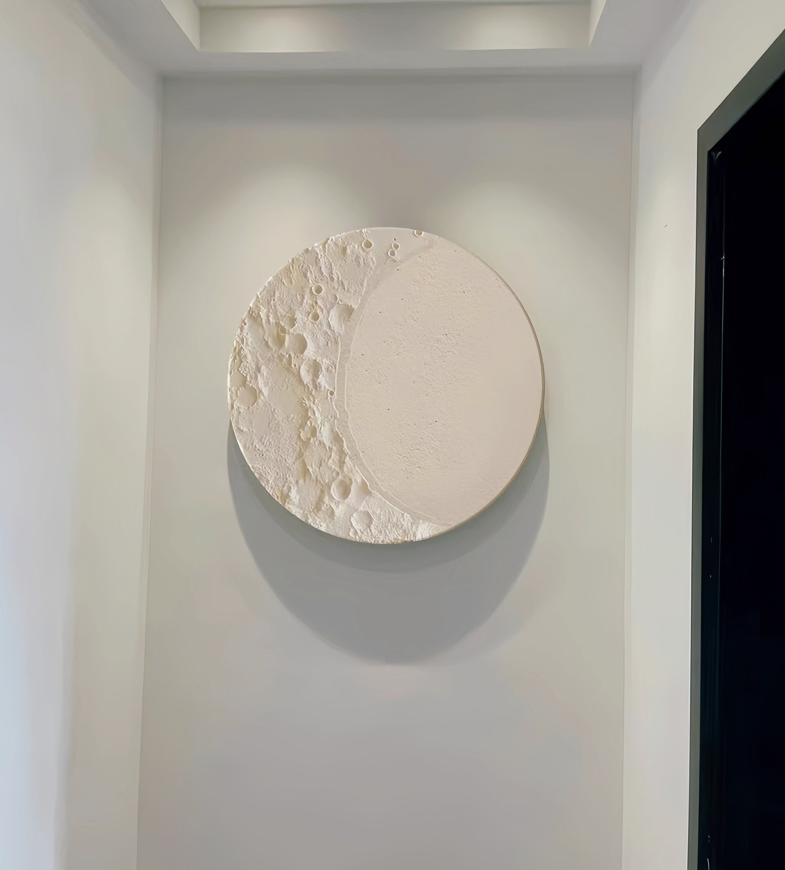 Textured LED Lunar Wall Decor, 3-dimensions Sandstone Moon Wall Decor ...