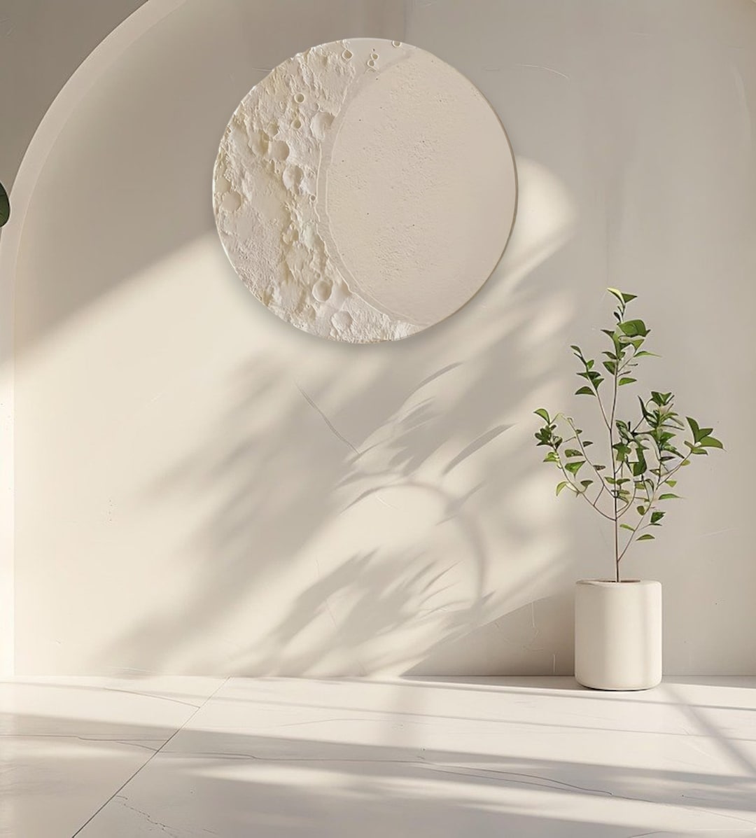Textured Sandstone Full Moon Wall Decor, 3-dimensional Moon Wall Decor ...