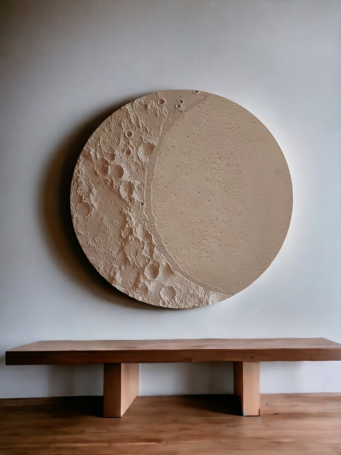 Textured LED Lunar Wall Decor, 3-dimensions Sandstone Moon Wall Decor ...
