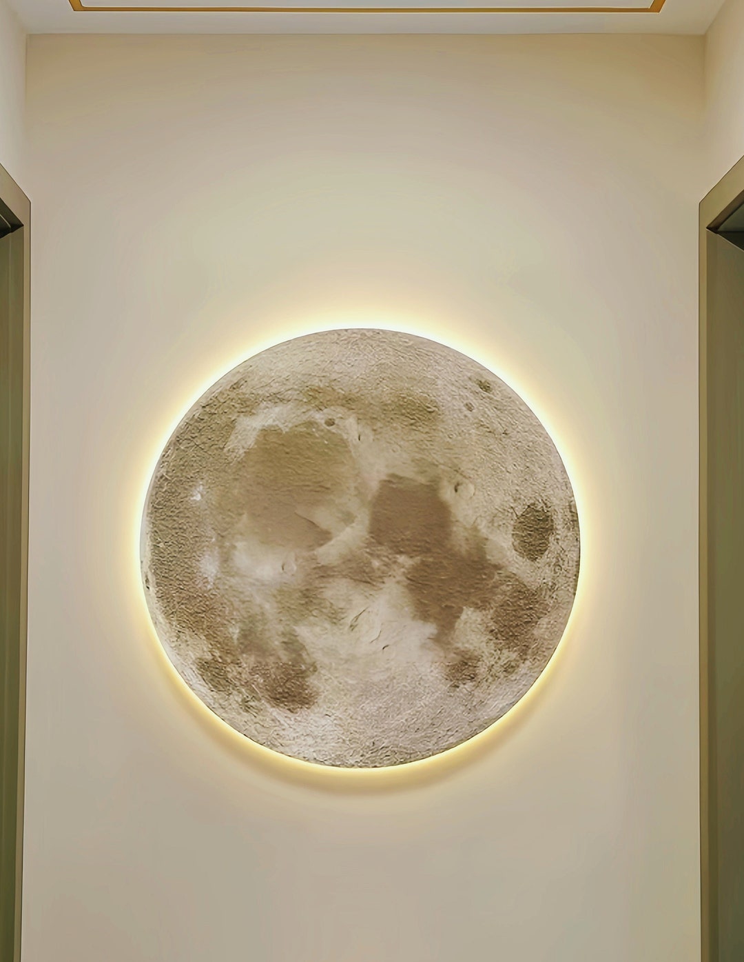 Lunar Textured Sandstone Wall Art LED Backlight Textured Wall Decor ...