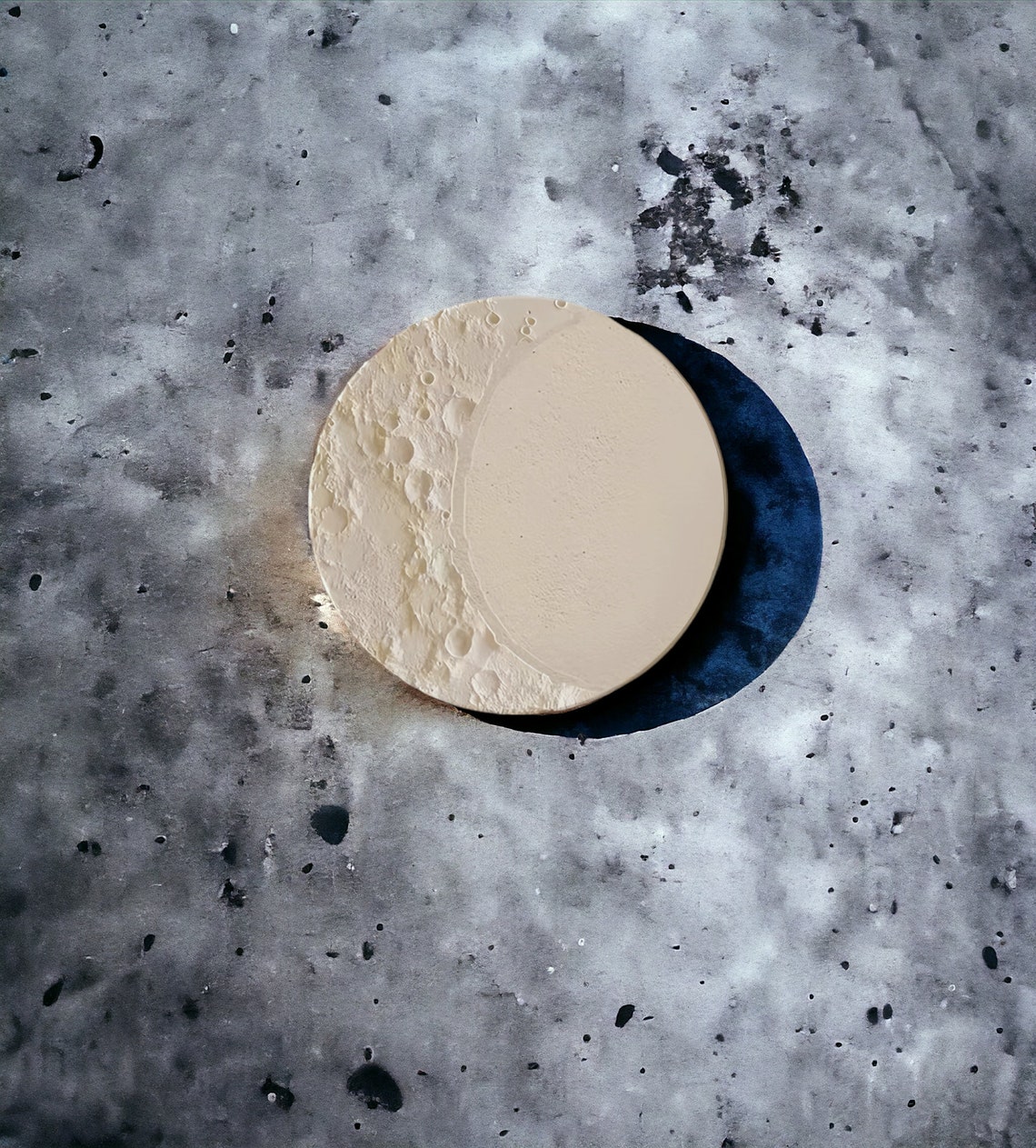 Textured LED Lunar Wall Decor, 3-dimensions Sandstone Moon Wall Decor ...