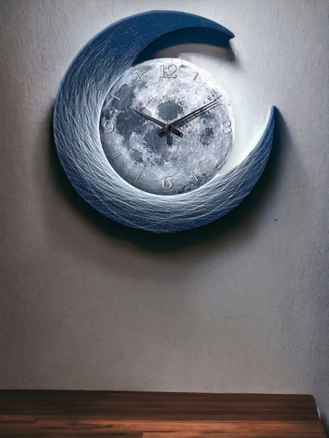 Modern Moon Wall Clock, Moon-themed LED Wall Decor, Moon Lunar Wall ...