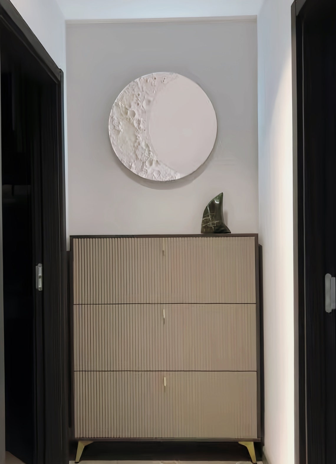 Textured LED Lunar Wall Decor, 3-dimensions Sandstone Moon Wall Decor ...