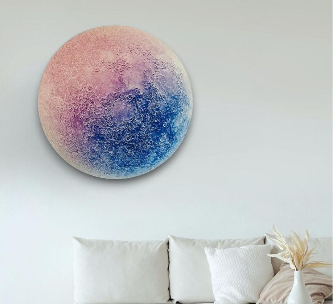 Textured Moon Wall Art, Celestial Lunar Decor for Living Room, 3x3ft ...