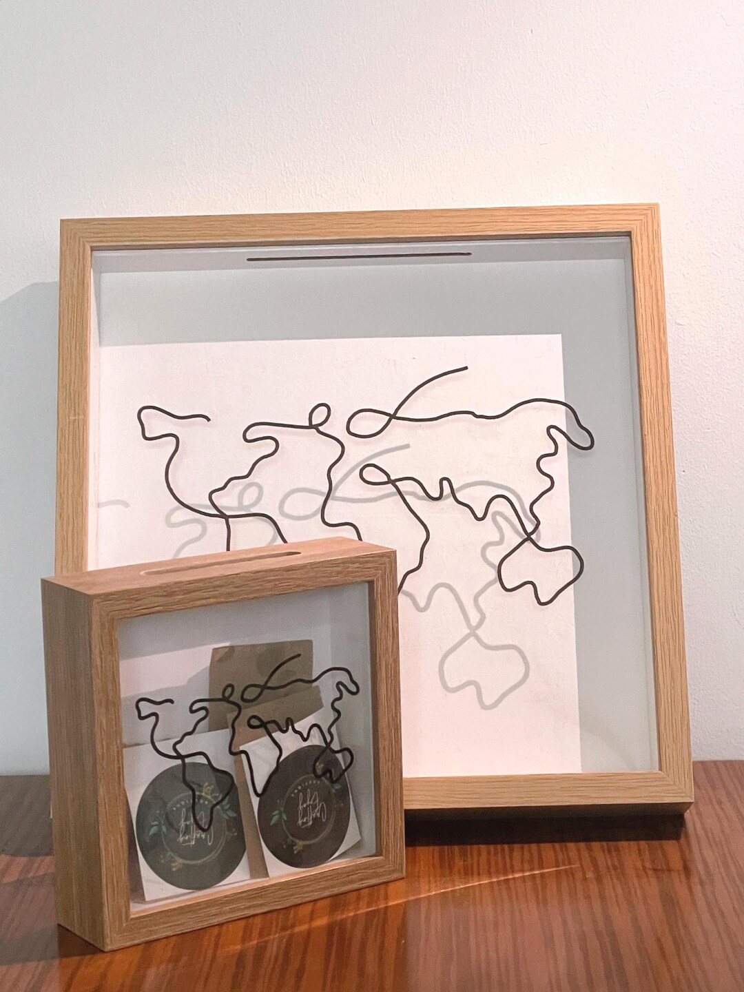 Customized Walnut Ticket Stub Box: Travel Keepsake Display With World ...