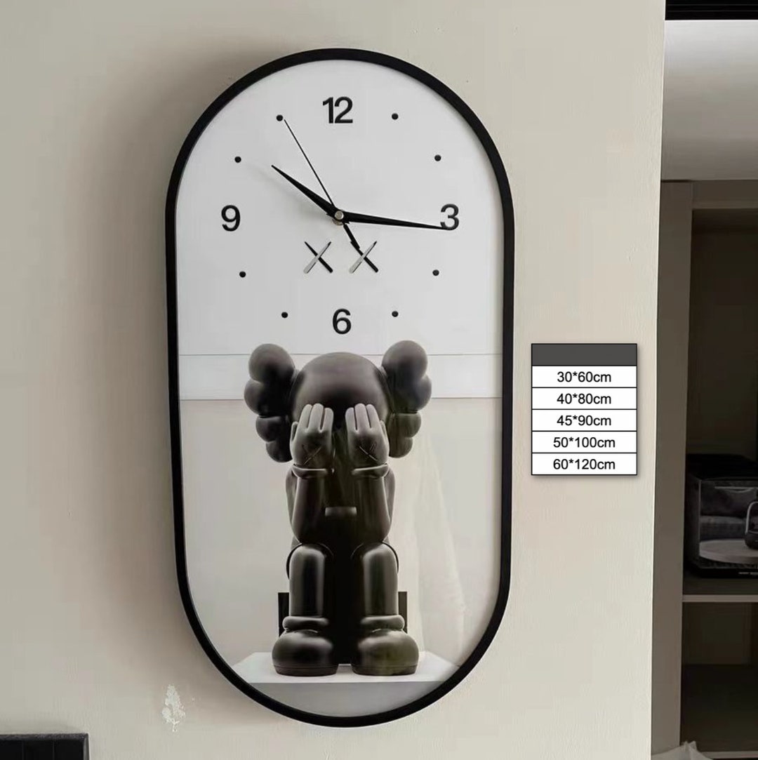 KAWS Monochrome Wall Clock - Customized Wall Art Décor, Personalized ...