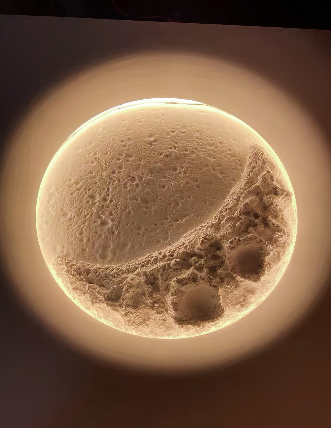 Textured LED Lunar Wall Decor, 3-dimensions Sandstone Moon Wall Decor ...