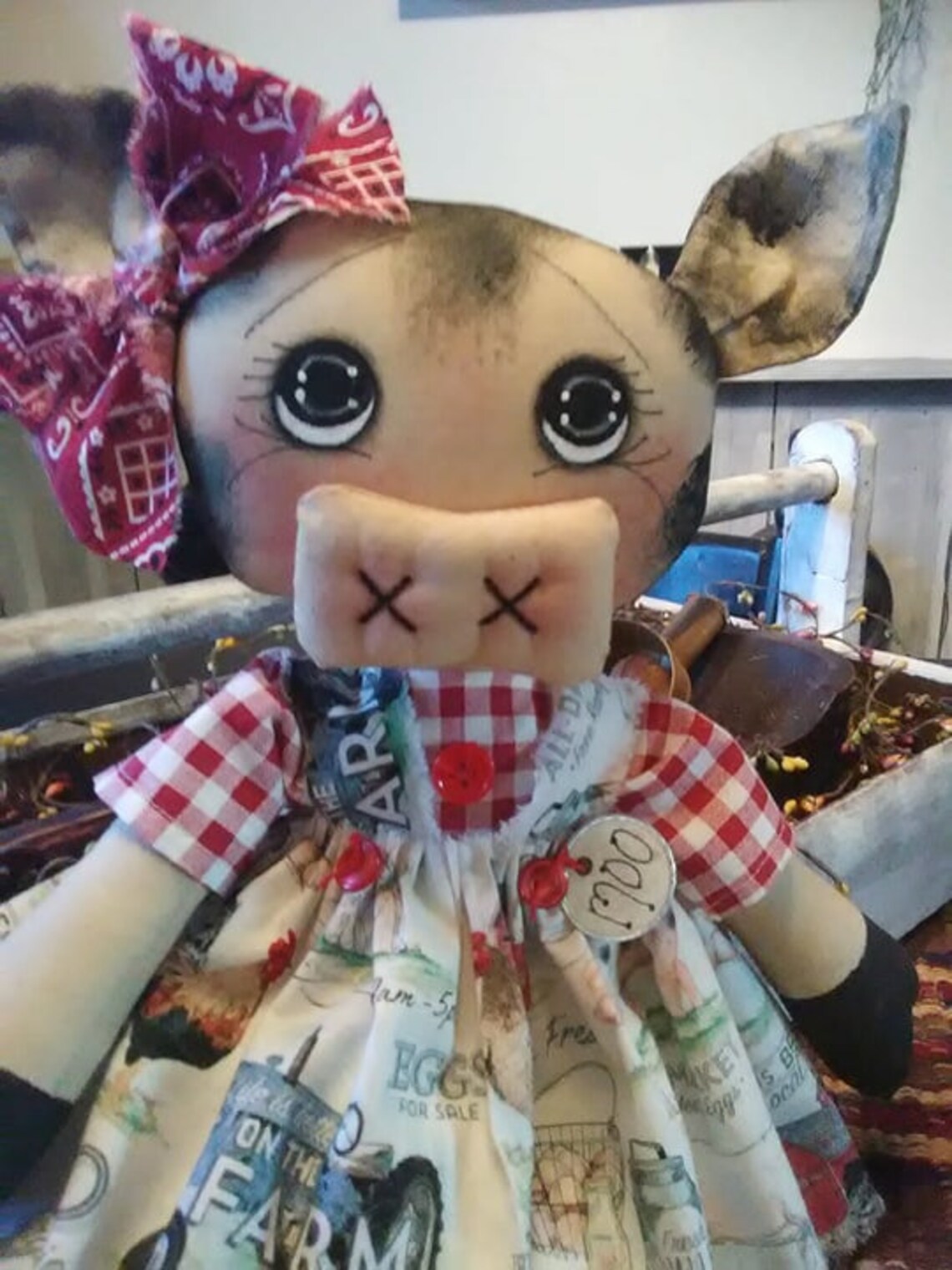 Primitive Cow and Pig Doll PATTERN INSTANT DOWNLOAD 178 Clara and Pearl ...