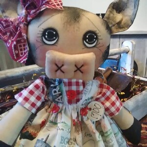 Primitive Cow and Pig Doll PATTERN INSTANT DOWNLOAD 178 Clara and Pearl ...