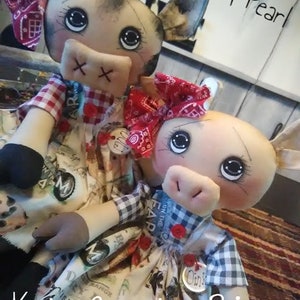 Primitive Cow and Pig Doll PATTERN INSTANT DOWNLOAD 178 Clara and Pearl ...
