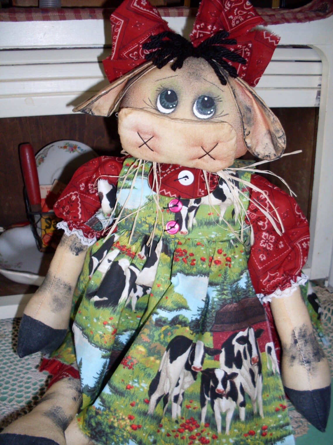 Primitive Raggedy Cow Doll Instant Download E-PATTERN Hilda the Heffa ...