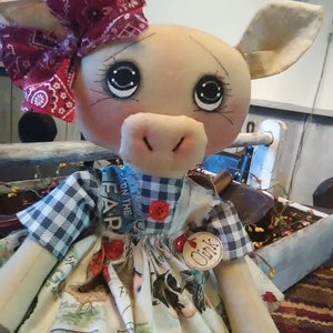 Primitive Cow and Pig Doll PATTERN INSTANT DOWNLOAD 178 Clara and Pearl ...
