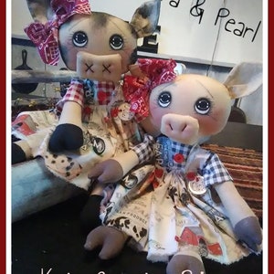 Primitive Cow and Pig Doll PATTERN INSTANT DOWNLOAD 178 Clara and Pearl ...