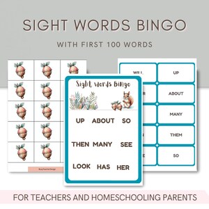 Printable SIGHT WORDS Bingo Game, First 100 Sight Words,fun Classroom ...