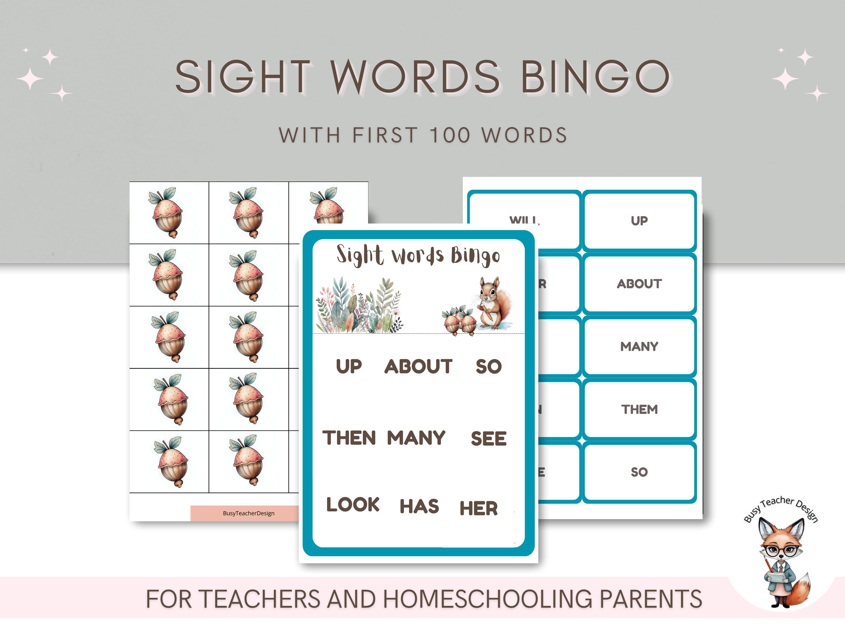 Printable SIGHT WORDS Bingo Game, First 100 Sight Words,fun Classroom ...