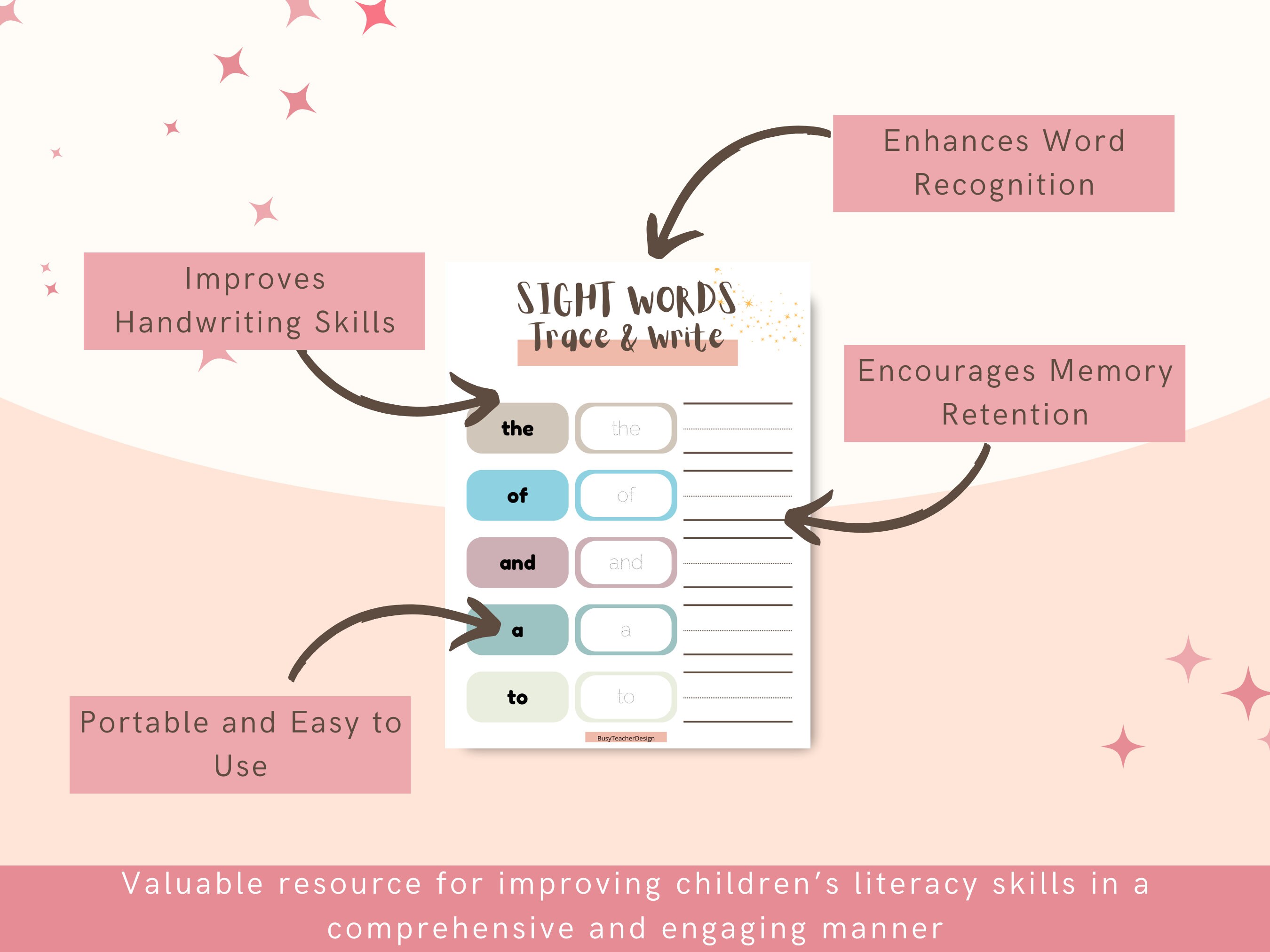 SIGHT WORDS Printable Writing Worksheets, First 100 Words, Reading and ...
