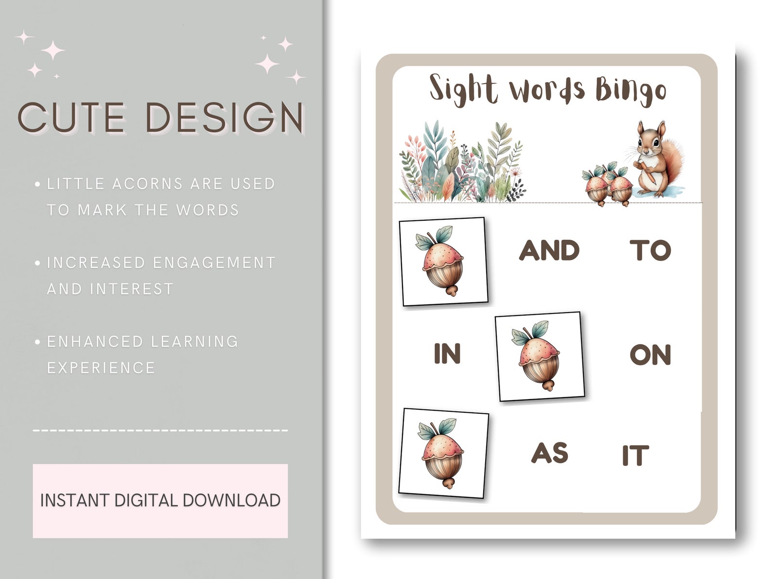 Printable SIGHT WORDS Bingo Game, First 100 Sight Words,fun Classroom ...