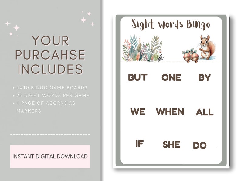 Printable SIGHT WORDS Bingo Game, First 100 Sight Words,fun Classroom ...