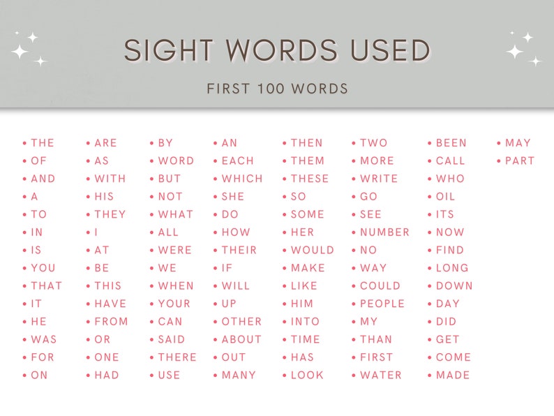Printable SIGHT WORDS Word Search, First 100 Sight Words,fun Classroom ...