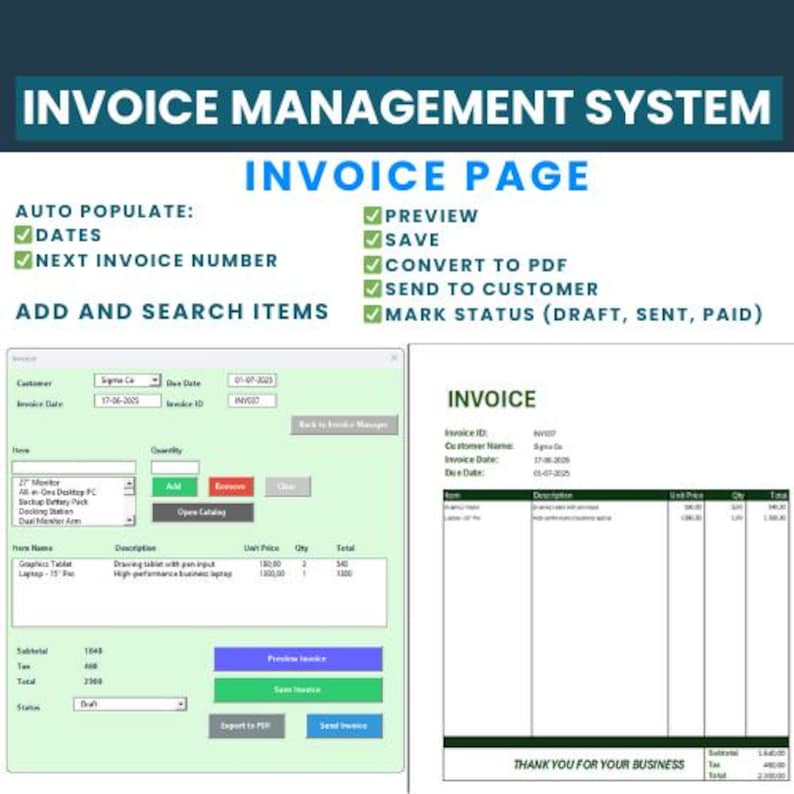 Excel Invoice Template and Billing Tracker | Small Business Invoice ...