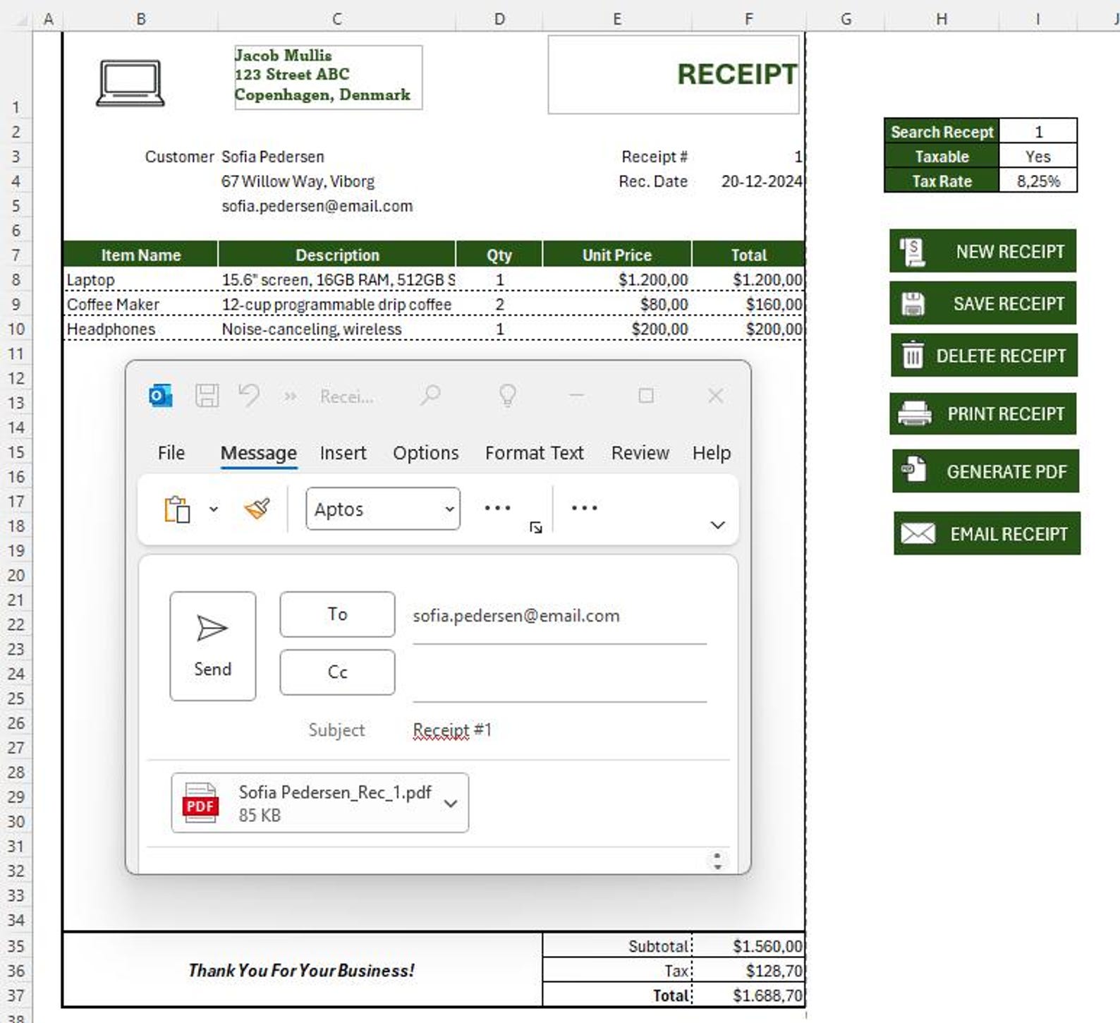 Receipt Generator Excel Template - Etsy