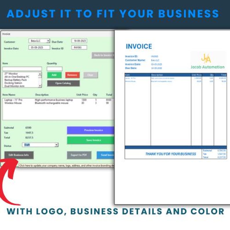 Excel Invoice Template and Billing Tracker | Small Business Invoice ...
