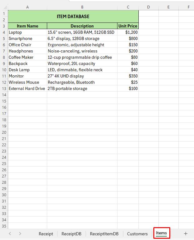 Receipt Generator Excel Template - Etsy