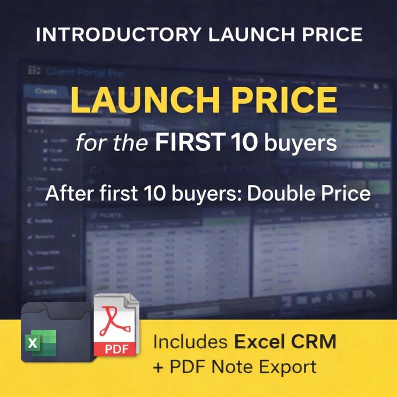 Client Portal Pro – Excel CRM for Freelancers & Small Businesses - Etsy ...