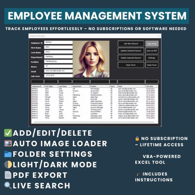 Sistema de gestión de empleados de Excel: herramienta automatizada de VBA, exportación de ...