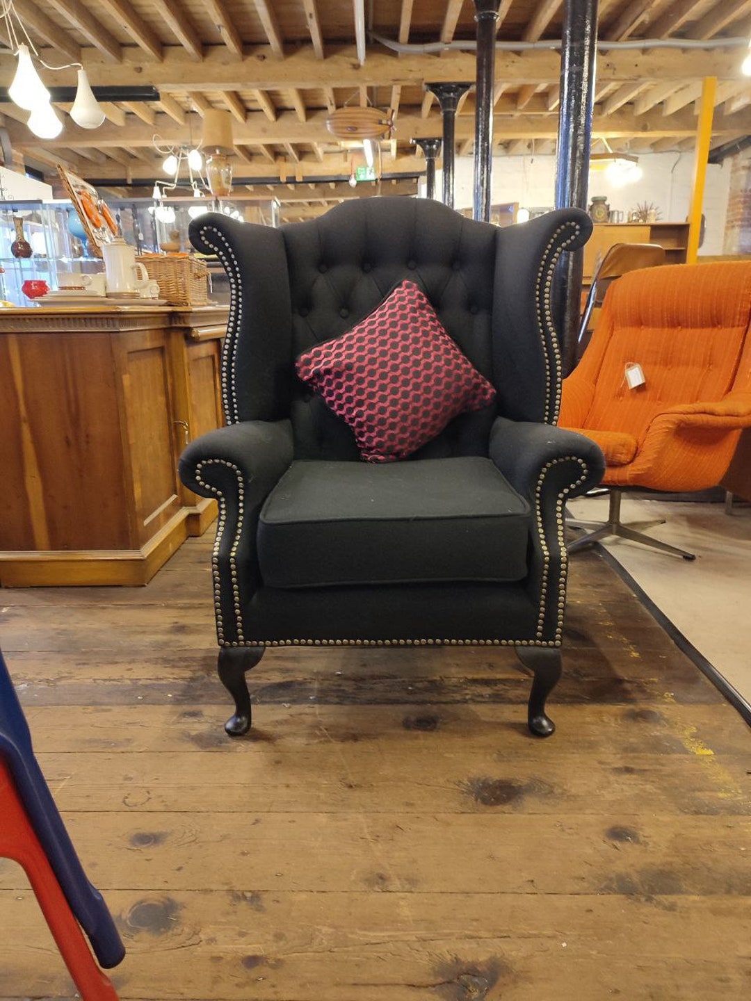 Newly Upholstered Chesterfield Queen Anne Chair (three Available) - Etsy