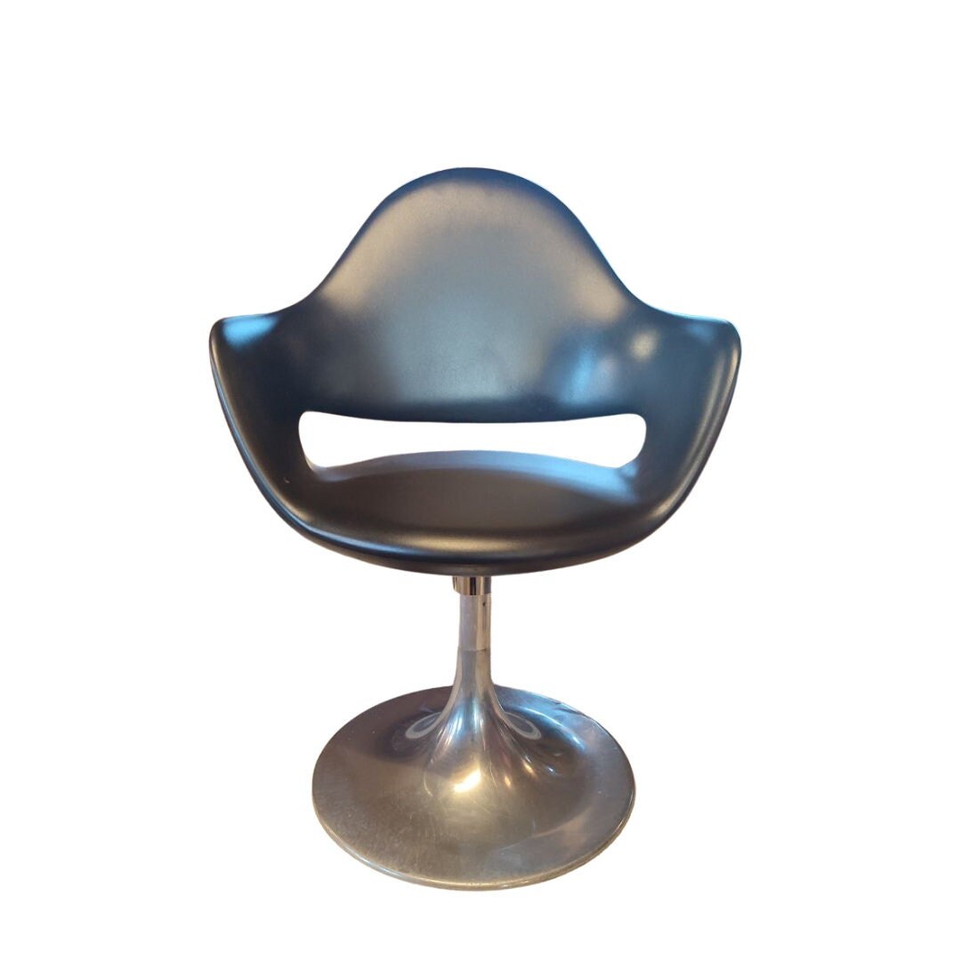 Vintage Italian Tulip Chair by Fabio Di Bartolomei - Black Leatherette ...