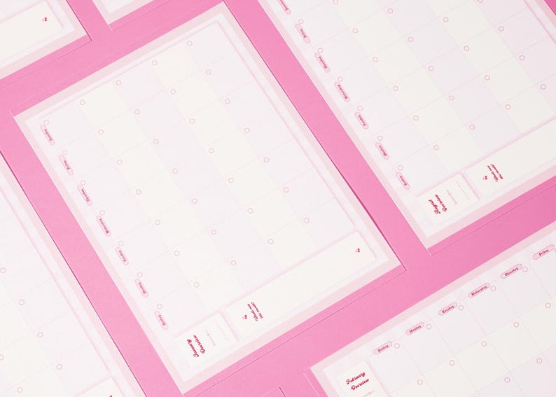 Pink Printable Calendar Template | Undated 8.5x11, Cute Digital Planner ...