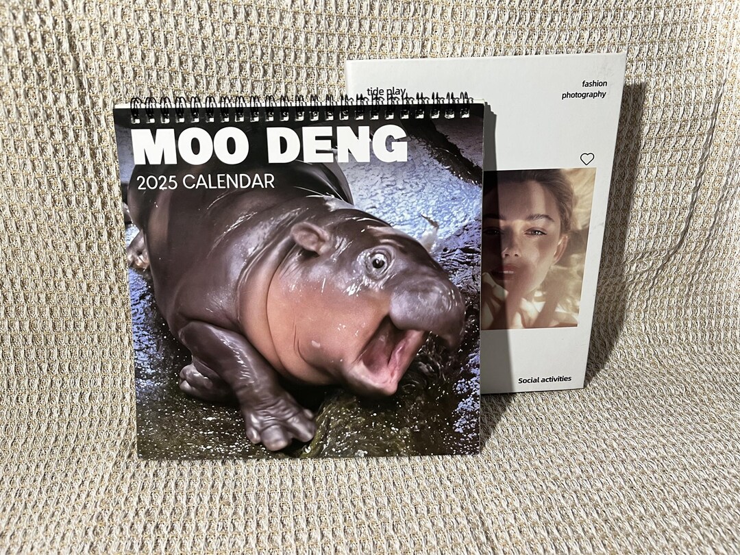 2025 Moo Deng Calendar, Cute Little Pygmy Hippo, Funny Moodeng Calendar ...