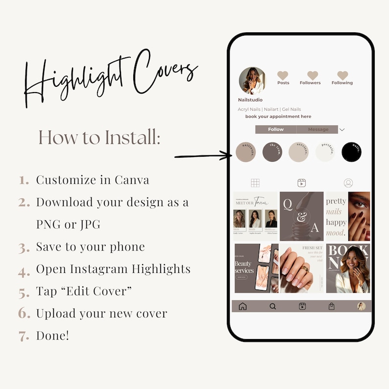 Instagram Highlight Covers for Nail Techs | 125 Nail Salon Highlight ...