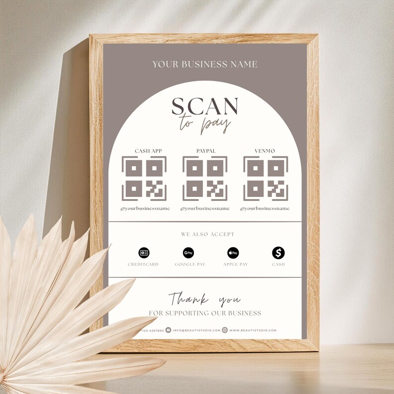 Editable Scan to Pay Sign Template | QR Code Payment for Beauty Salons ...