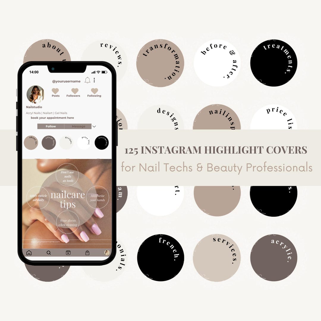 Instagram Highlight Covers for Nail Techs | 125 Nail Salon Highlight ...