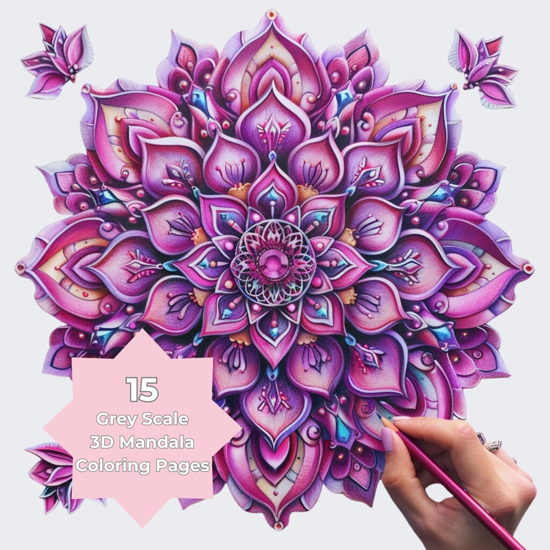 Greyscale 3D Mandala Coloring Page | Adult Mandala Coloring Page ...