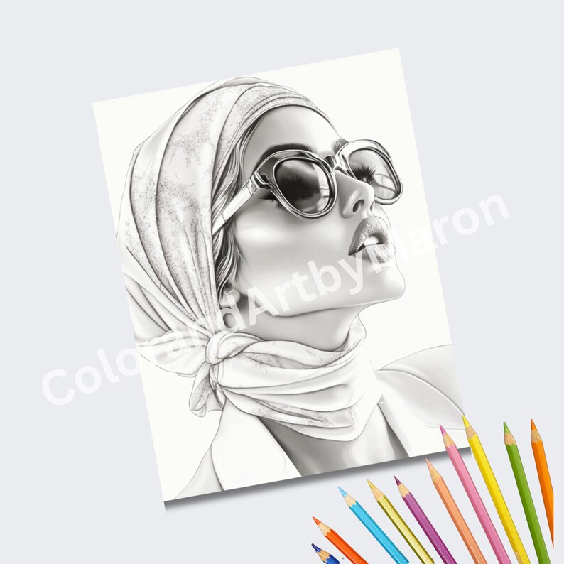 20 Greyscale Coloring Pages Beautiful Glamorous Women | Glamour | Adult Coloring Pages | Hair ...