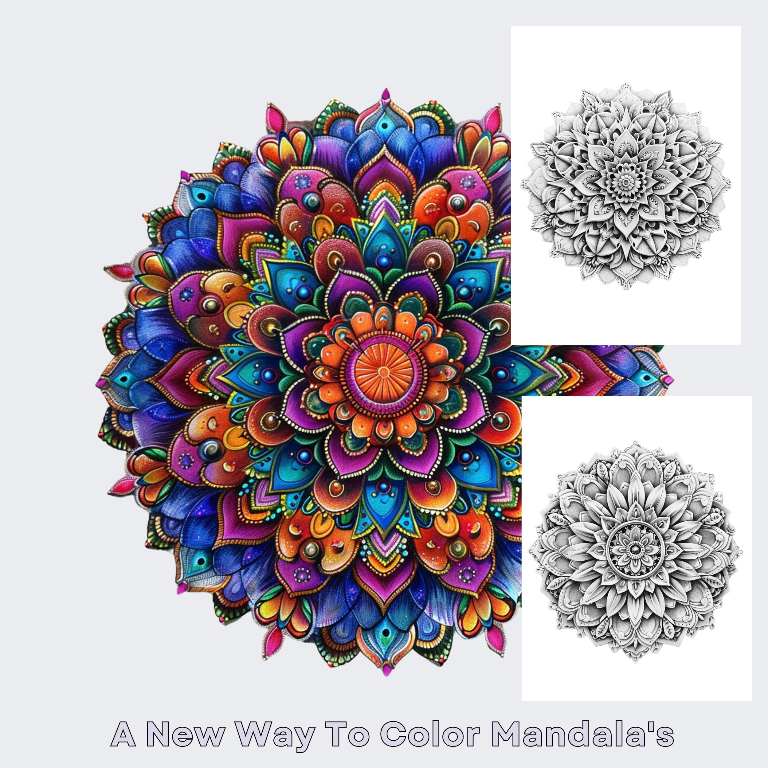 Greyscale 3D Mandala Coloring Page | Adult Mandala Coloring Page ...