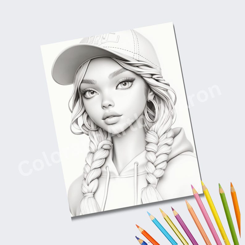 Greyscale Coloring Pages | Cute Girls With Braided Hairstyles | Greyscale | Hair & Makeup ...