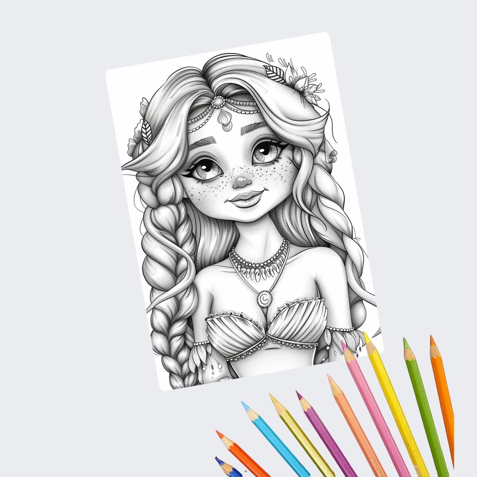 Greyscale Chibi Boho Girls Coloring Pages | Kawaii Adult Coloring ...