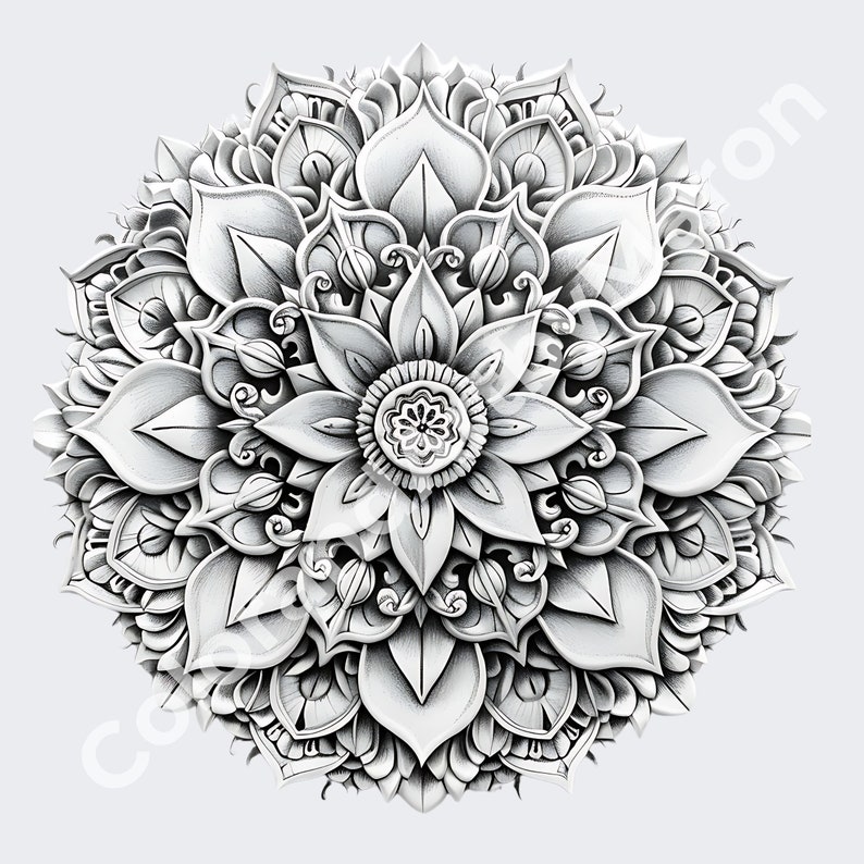 Greyscale 3D Mandala Coloring Page | Adult Mandala Coloring Page ...