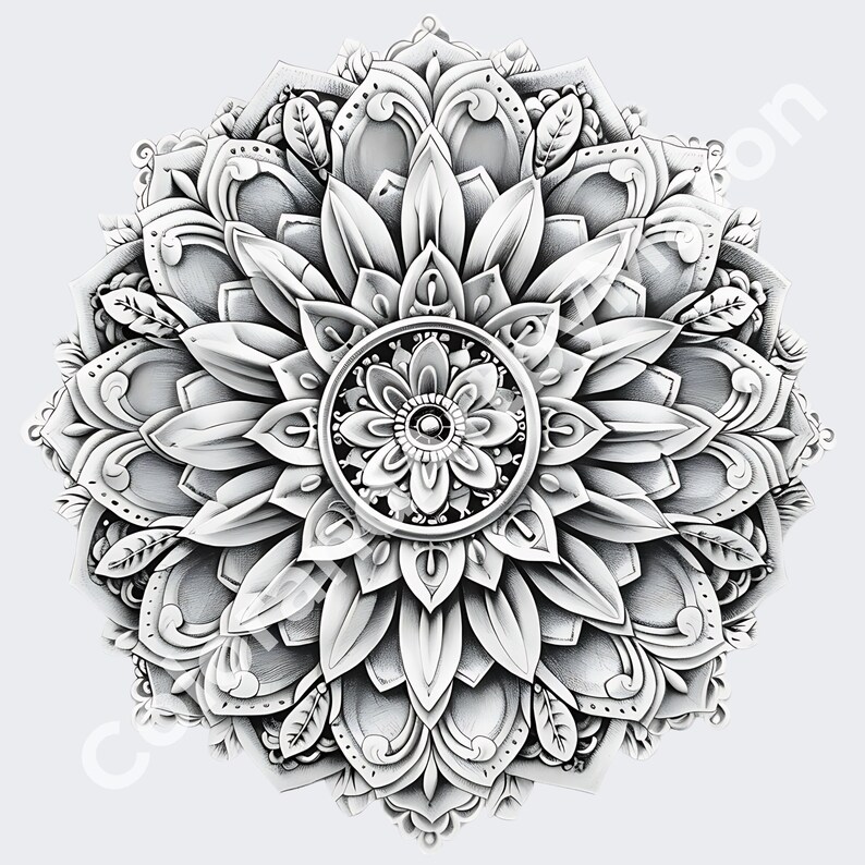 Greyscale 3D Mandala Coloring Page | Adult Mandala Coloring Page ...