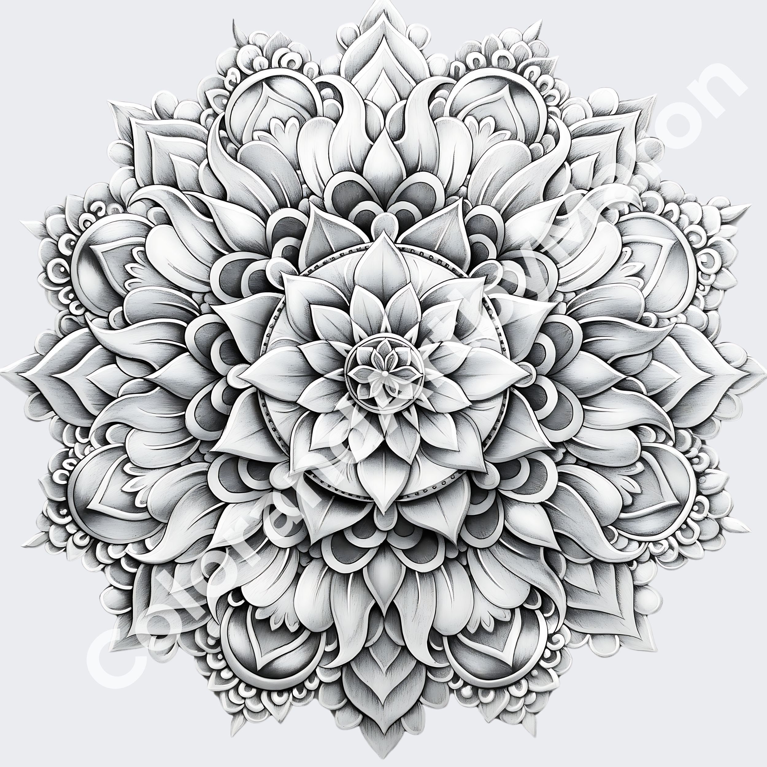 Greyscale 3D Mandala Coloring Page | Adult Mandala Coloring Page ...