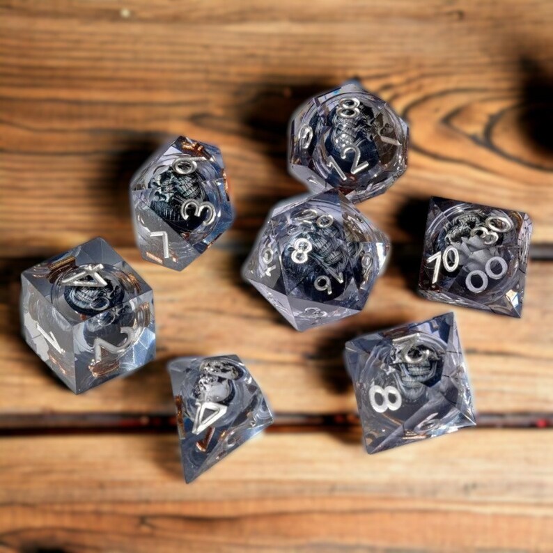 Skull Liquid Core Dnd Dice Set, Skeleton Dice Set for Role Playing ...